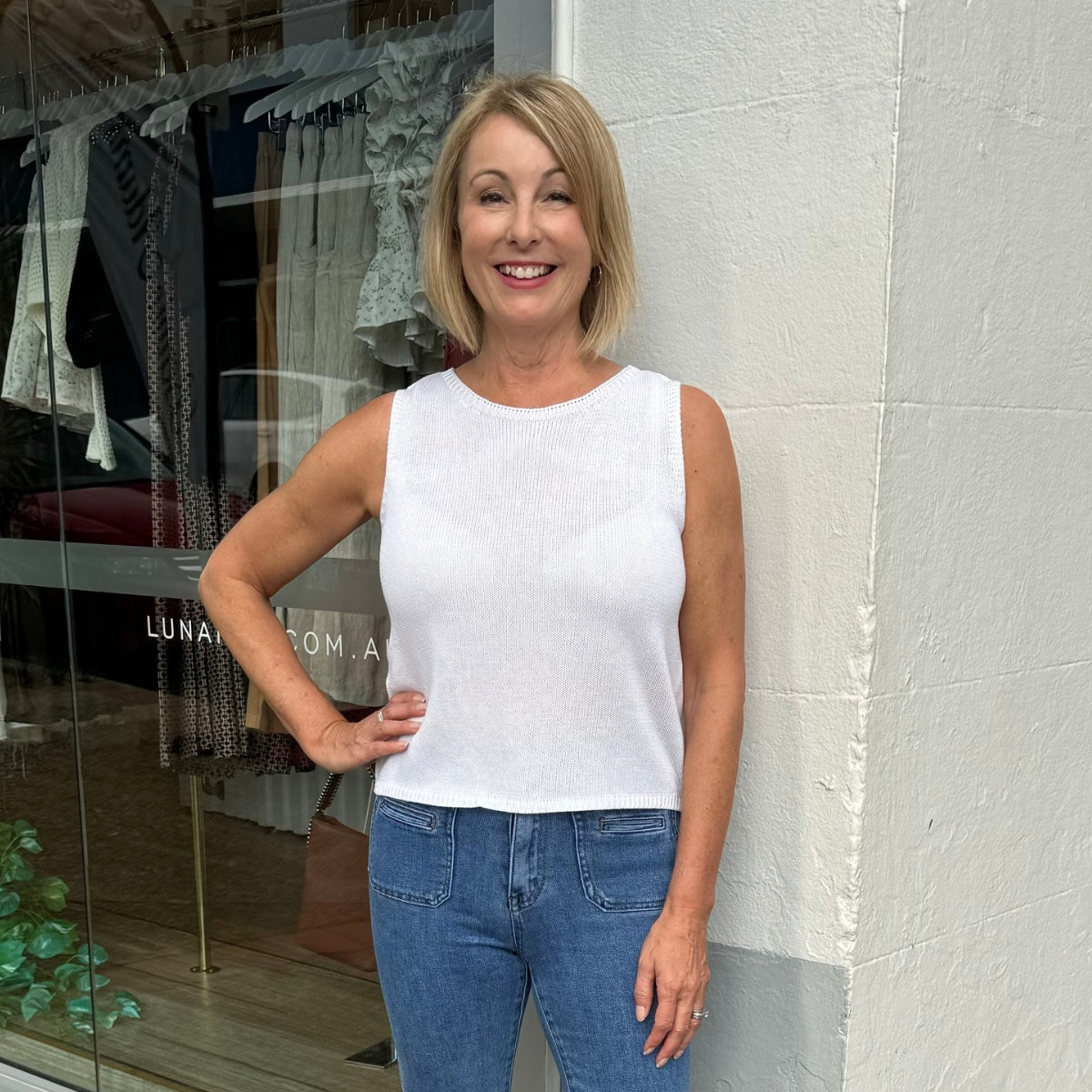 Little Lies Spring Knit Tank (White) – LUNAMAY